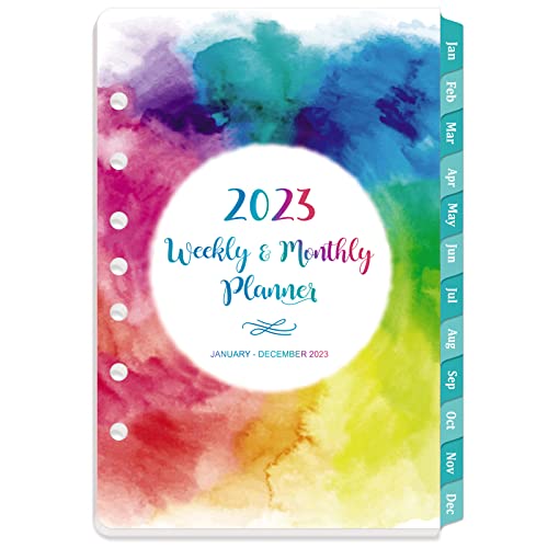 2023 Planner Refills - Planner Refills 2023, 2023 Weekly & Monthly Planner Refills, 2023 Planner Inserts, A5 Planner Refills, A5 Planner Inserts, 5-1/2" x 8-1/2", Jan.2023-Dec.2023, 7-Hole Punched - Watercolor Ink