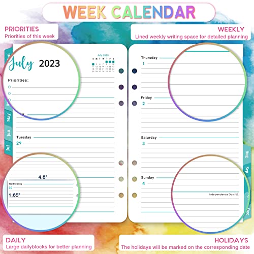 2023 Planner Refills - Planner Refills 2023, 2023 Weekly & Monthly Planner Refills, 2023 Planner Inserts, A5 Planner Refills, A5 Planner Inserts, 5-1/2" x 8-1/2", Jan.2023-Dec.2023, 7-Hole Punched - Watercolor Ink