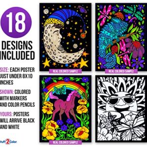 Super Pack of 18 Fuzzy Velvet Coloring Posters (Artistic Edition) - Great for Family Time, Arts & Crafts, Travel, Classrooms, Care Facilities [For All Ages: Girls, Boys, Adults, Toddlers, and More]