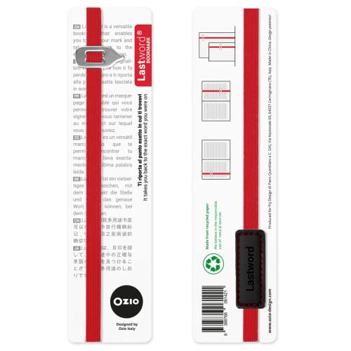 Lastword Bookmarks - Elastic Bookmark Perfect for Any Book - Book Markers for Women - Bookmarks for Men - Bookmarks for Kids - Don't Lose Your Mark, Design Made in Italy Book Marks (Red)