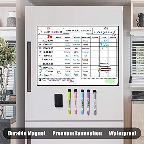 Magnetic Chore Chart for Kids Teens and Adults 12 x 17 Inches - Dry Erase Whiteboard Reward Chart for Multiple Kids with 5 Markers and Eraser - Daily Responsibility Planner Schedule Board for Kids