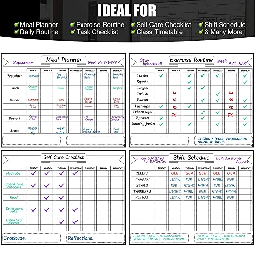 Magnetic Chore Chart for Kids Teens and Adults 12 x 17 Inches - Dry Erase Whiteboard Reward Chart for Multiple Kids with 5 Markers and Eraser - Daily Responsibility Planner Schedule Board for Kids