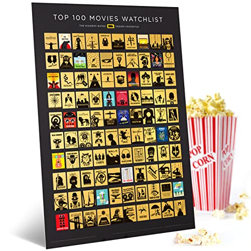 Official IMDb Top 100 Movies Scratch Off Poster - Made in USA with IMDb - Premium Bucket List - 16.5x23.4" - Unique Gift for Film Lovers Featuring 100 Top IMDb Films of All Time