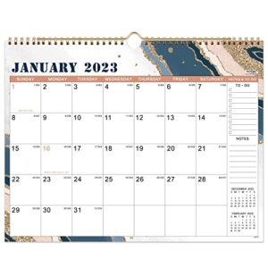 2023-2024 Calendar - 18 Monthly Calendar with Thick Paper, 14.6" x 11.5", Jan. 2023 - Jun. 2024, Twin-Wire Binding + Hanging Hook + Unruled Blocks with Julian Date, Horizontal - Pink