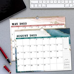 2023-2024 Calendar - 18 Monthly Calendar with Thick Paper, 14.6" x 11.5", Jan. 2023 - Jun. 2024, Twin-Wire Binding + Hanging Hook + Unruled Blocks with Julian Date, Horizontal - Pink