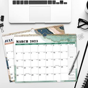 2023-2024 Calendar - 18 Monthly Calendar with Thick Paper, 14.6" x 11.5", Jan. 2023 - Jun. 2024, Twin-Wire Binding + Hanging Hook + Unruled Blocks with Julian Date, Horizontal - Pink