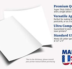 120lb Cover Thick Cardstock Paper - Plain Heavy Bright White Stock - 8.5" x 11" - Inkjet/Laser Printer Compatible (50 Sheets)