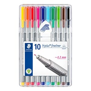 staedtler triplus fineliner 0.3 mm porous point pen 334 – sb10, 10 pack