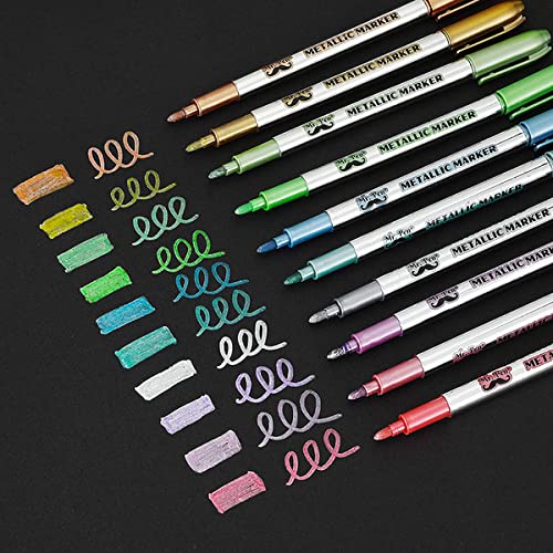 Mr. Pen- Metallic Paint Markers,10 Colors, Metallic Markers for Black Paper, Rock Painting, Card Making, Ceramics, Metal, Glass, DIY Photo Album, Scrapbooking Supplies, Metallic Non-Permanent Markers