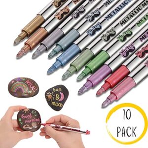 Mr. Pen- Metallic Paint Markers,10 Colors, Metallic Markers for Black Paper, Rock Painting, Card Making, Ceramics, Metal, Glass, DIY Photo Album, Scrapbooking Supplies, Metallic Non-Permanent Markers