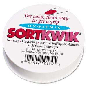 lee sortkwik anti-bacterial odorless non-toxic fingertip moistener with non-skid back, 1-3/4 oz