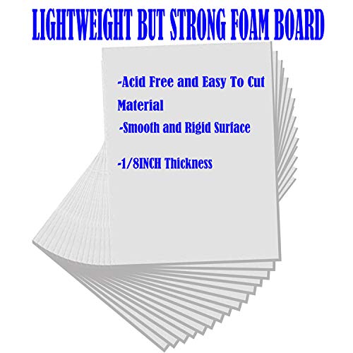 20Pack Foam Core Board, 11"x15" White Foam Board, 3/16" / 5MM Thick Mat Foam Board Center, Backing Boards for Mounting Photographs and Artwork, 3-D Modeling, Signage, Poster Making