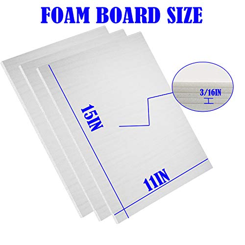 20Pack Foam Core Board, 11"x15" White Foam Board, 3/16" / 5MM Thick Mat Foam Board Center, Backing Boards for Mounting Photographs and Artwork, 3-D Modeling, Signage, Poster Making