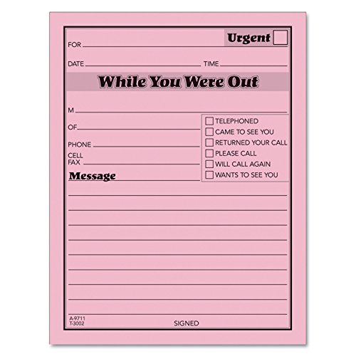 TOPS While You Were Out One-Sided Note Pads, 4.25 x 5.5 Inches, Pink, 50 Sheets per Pad, 12 Pads per Pack (3002P)