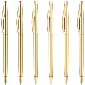 unibene 6 pack slim gold ballpoint pens black ink 1 mm – black ink, nice gift for business office students teachers wedding christmas