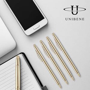 Unibene 6 Pack Slim Gold Ballpoint Pens Black Ink 1 mm - Black ink, Nice Gift for Business Office Students Teachers Wedding Christmas