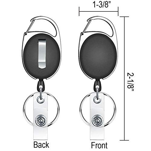 selizo 12 Packs Retractable ID Badge Card Holder Carabiner Badge Reel with Belt Clip and Key Ring, Assorted Colors