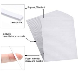 Outus 1000 Pieces Foam Sticky Strips Double Sided Dual-Adhesive 3D Foam Tapes Foam Pop Strips Adhesive Mount for Shaker Card Scrapbooking, 20 Sheets (3.9 Inch)