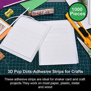 Outus 1000 Pieces Foam Sticky Strips Double Sided Dual-Adhesive 3D Foam Tapes Foam Pop Strips Adhesive Mount for Shaker Card Scrapbooking, 20 Sheets (3.9 Inch)