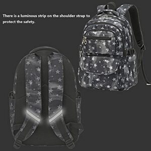 goldwheat Star Print Backpack Sets Kids Bookbag With Lunch Pack Pencil Case 3pcs, For Elementary Students Knapsack and Teens