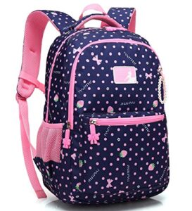 mifulgoo kid girl school backpack water resistant elementary dot bookbag with chest strap (royalblue)