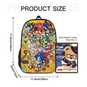 Fuyeyoso Anime Sonic The Hedgehog 17 Inch Lightweight Backpack Boys Girls Shoulder Bags Large Capacity For Gift