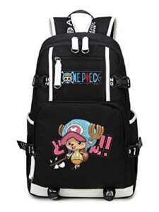 wanhongyue one piece tony tony chopper anime backpack student schoolbag laptop book bag casual dayback black 19, one size