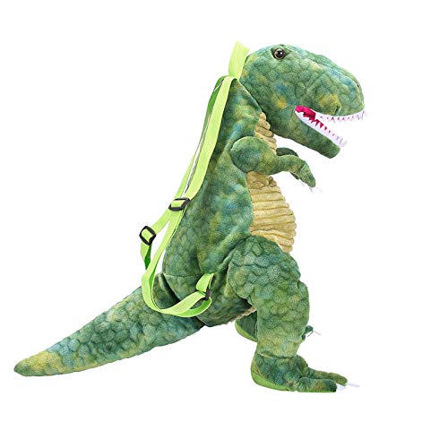 aporake 3D Dinosaur Backpack, Plush Dinosaur Zipper Backpack, Adjustable Straps Cartoon Animal Schoolbag, Great Gifts for Kids (Green, 60cm)