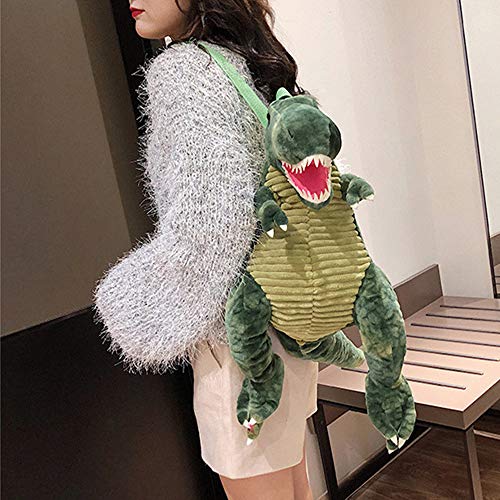 aporake 3D Dinosaur Backpack, Plush Dinosaur Zipper Backpack, Adjustable Straps Cartoon Animal Schoolbag, Great Gifts for Kids (Green, 60cm)