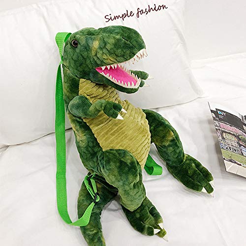 aporake 3D Dinosaur Backpack, Plush Dinosaur Zipper Backpack, Adjustable Straps Cartoon Animal Schoolbag, Great Gifts for Kids (Green, 60cm)