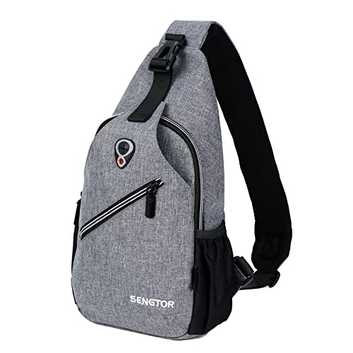 Sengtor Waterproof small Grey Sling Crossbody Backpack, Lightweight One Strap Backpack,Multipurpose Crossbody Shoulder Bag Travel Hiking Daypack