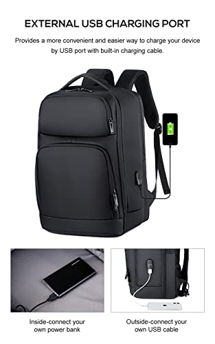 IPX Laptop Backpack Plus 17 Inch Travel Backpack Expandable Business Anti Theft Work Backpack with Laptop Compartment School Backpack with USB Charging Port Water Resistant Durable Bookbag for Men