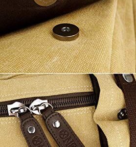 Roffatide Anime One Piece Backpack Khaki Canvas Book Bag Printed Flap School Bag With Earphone Hole