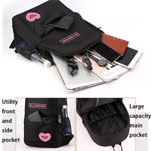 CUSALBOY Kpop Backpack Lisa Rose JISOO Jennie Fashion Business Anti Theft Slim Durable Laptops Backpack (Black)