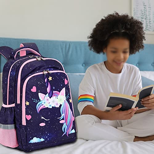 CAMTOP Girls Backpack for School with Lunch Box Kids BookBag Set for Elementary Middle School (Believe in Magic)