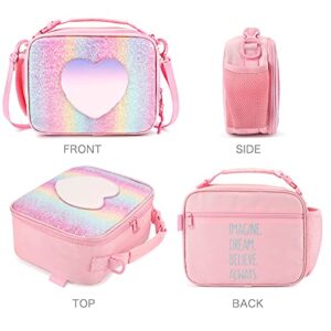 mibasies Kids Unicorn Backpack with Lunch Box for Girls Rainbow School Bag