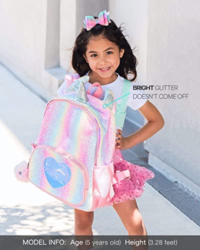 mibasies Kids Unicorn Backpack with Lunch Box for Girls Rainbow School Bag