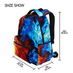 Ice and Fire Backpack for Boys Girls Fire Water Bookbag Elementary School Casual Travel Bag Computer Laptop Daypack