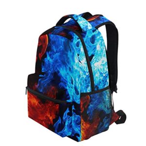 Ice and Fire Backpack for Boys Girls Fire Water Bookbag Elementary School Casual Travel Bag Computer Laptop Daypack