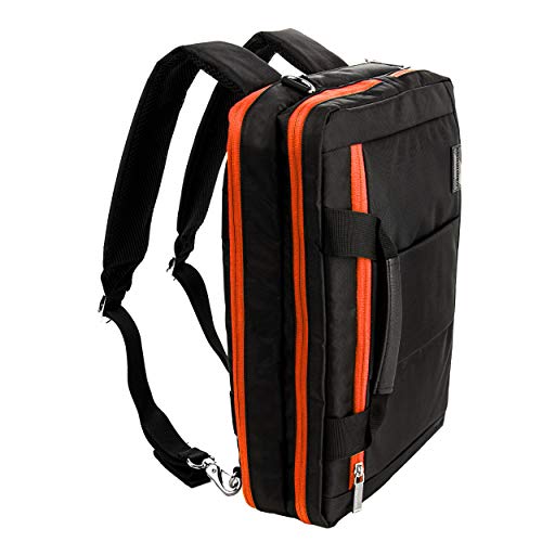 Vangoddy El Prado 3-in-1 13" 14 inch Laptop Messenger Bag Backpack (Orange Black)