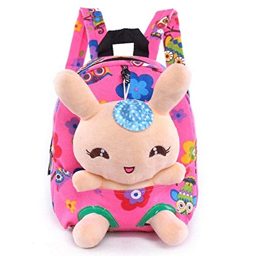 Suerico Rabbit Backpack Cute Kids Toddler Backpack Plush Toy Backpack Snack Travel Bag Pre-School Bags for Girls 1-5Years (Pink)