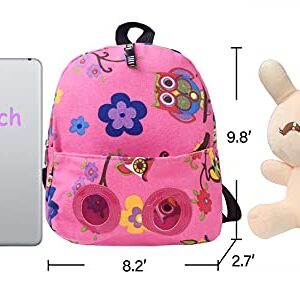 Suerico Rabbit Backpack Cute Kids Toddler Backpack Plush Toy Backpack Snack Travel Bag Pre-School Bags for Girls 1-5Years (Pink)