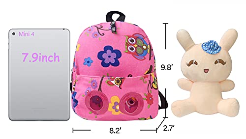 Suerico Rabbit Backpack Cute Kids Toddler Backpack Plush Toy Backpack Snack Travel Bag Pre-School Bags for Girls 1-5Years (Pink)