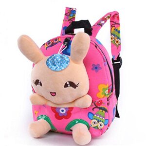 Suerico Rabbit Backpack Cute Kids Toddler Backpack Plush Toy Backpack Snack Travel Bag Pre-School Bags for Girls 1-5Years (Pink)