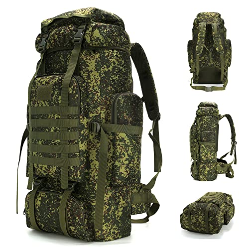 70L Hiking Backpack Military Tactical Camping Adjustable waterproof Climbing Sport Bags (Russian Camo)