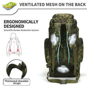 70L Hiking Backpack Military Tactical Camping Adjustable waterproof Climbing Sport Bags (Russian Camo)