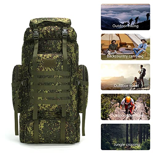 70L Hiking Backpack Military Tactical Camping Adjustable waterproof Climbing Sport Bags (Russian Camo)