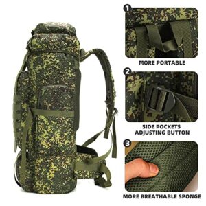 70L Hiking Backpack Military Tactical Camping Adjustable waterproof Climbing Sport Bags (Russian Camo)