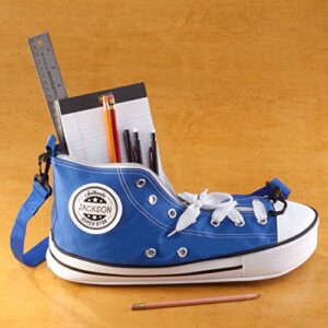 Personalized Sneaker Shaped Backpack with Custom Name, Blue Zip Closure, Adjustable and Detachable Strap, 15” Long x 5” Wide x 8” High