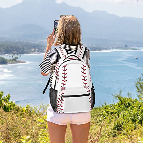 Baseball Ball Print Pattern Large Backpack Rucksack Book Bag 16x11.4x6.9 Inches Travel Hiking School Bag for Adult Boys Girls